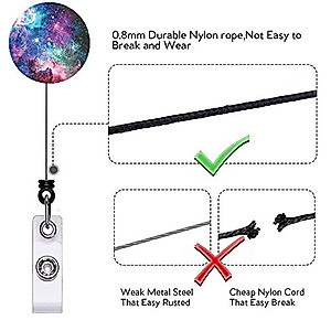 Retractable ID Badge Holder Nurse Badge Reels with Clip Name Card Holders for Office Worker Doctor Nurse (Starry Sky 3 Pack)