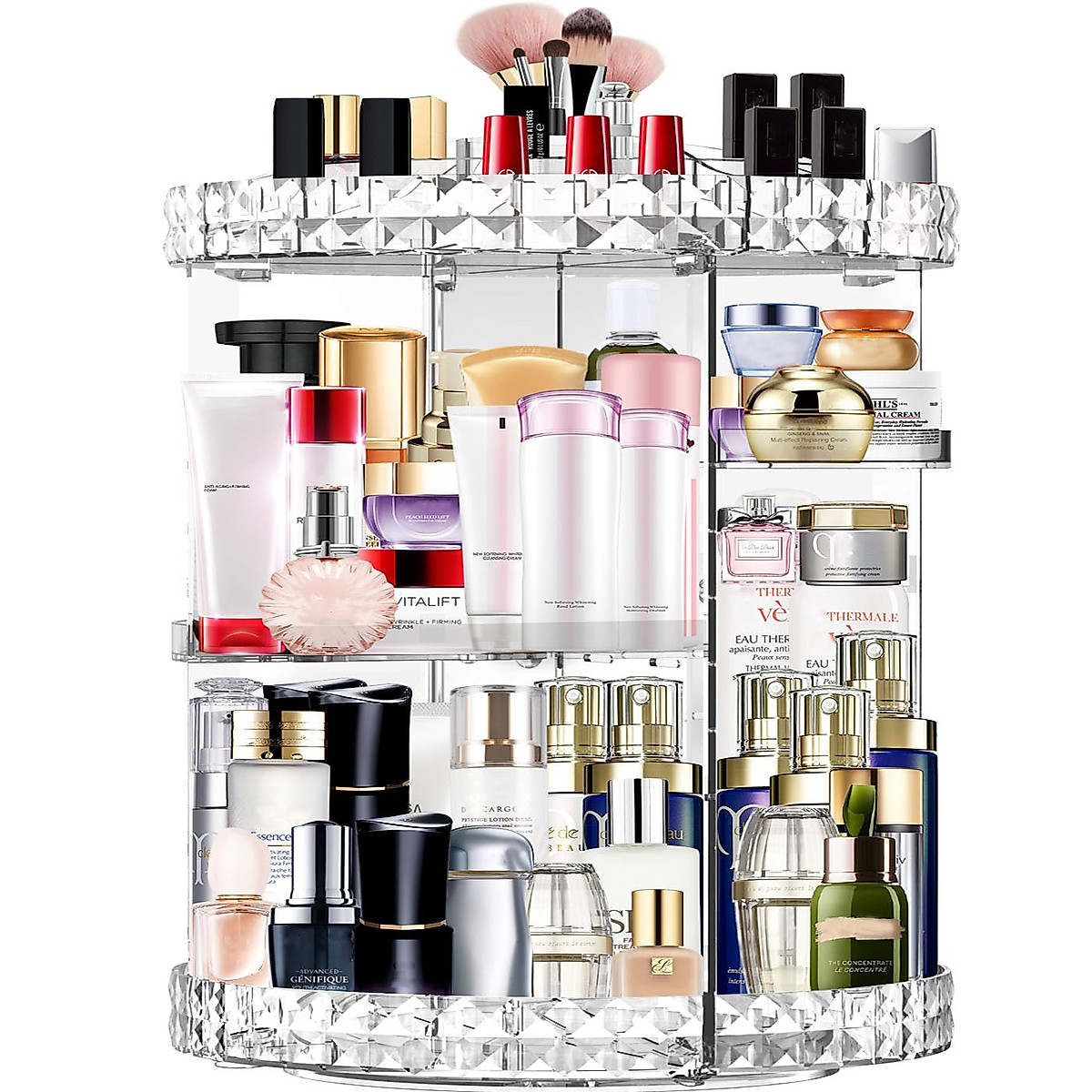 MISERWE Makeup Organizer 360 Degree Rotating 7 Adjustable Layers Large Capacity Cosmetic Organizer Transparent Make Up Organizers and Storage