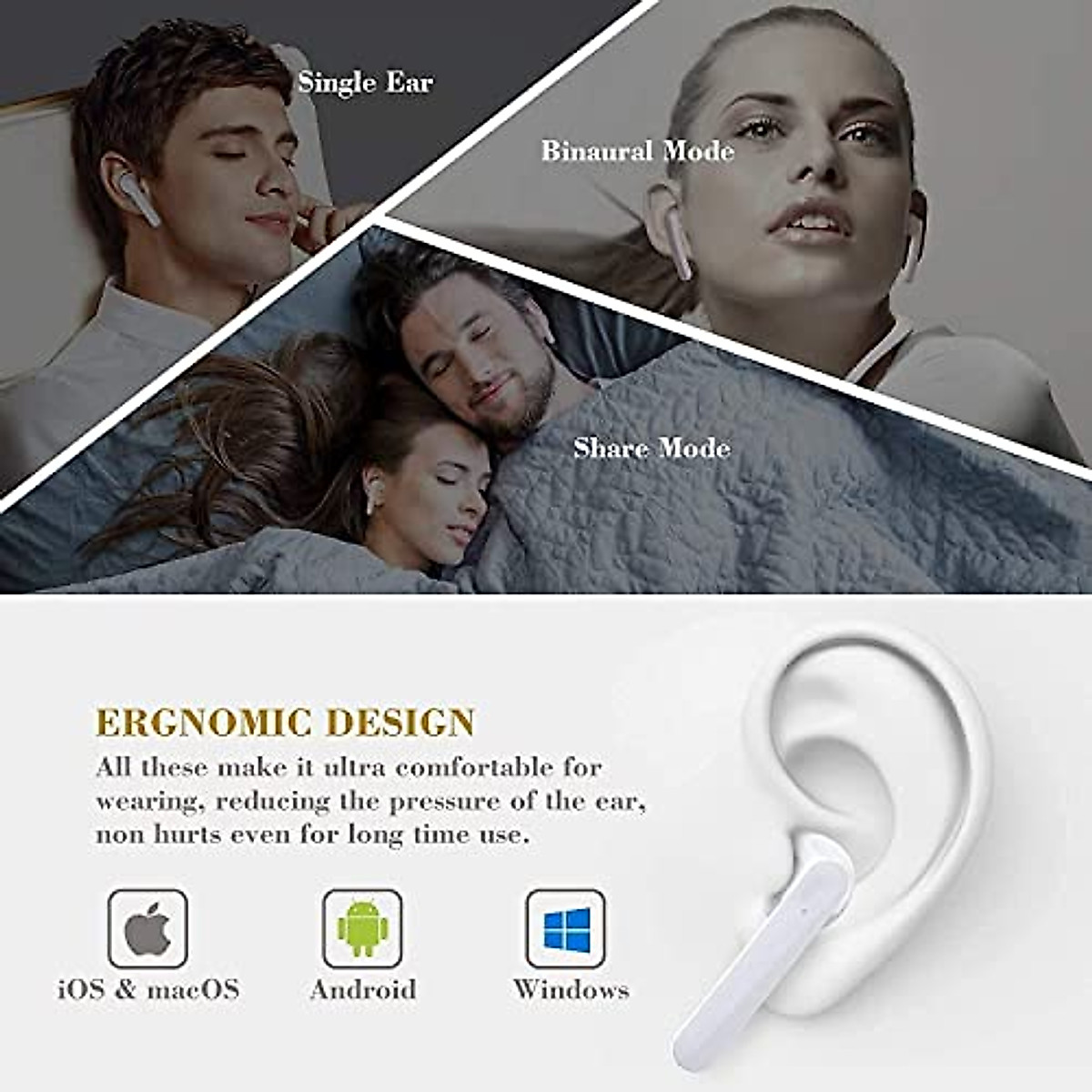 Wireless Earbuds Bluetooth 5.0 Headphones with Mobile Charging Case,IPX5 Waterproof,3D Stereo Air Buds in-Ear Ear Buds Built-in Mic,Pop-ups Auto Pairing Airpod Android iPhone Apple Earbuds