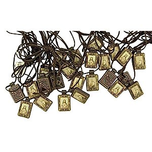 Religious Gifts Moulded Scapular with Sacred Heart and Our Lady Mt Carmel Panels, 14 Inch, Pack of 12