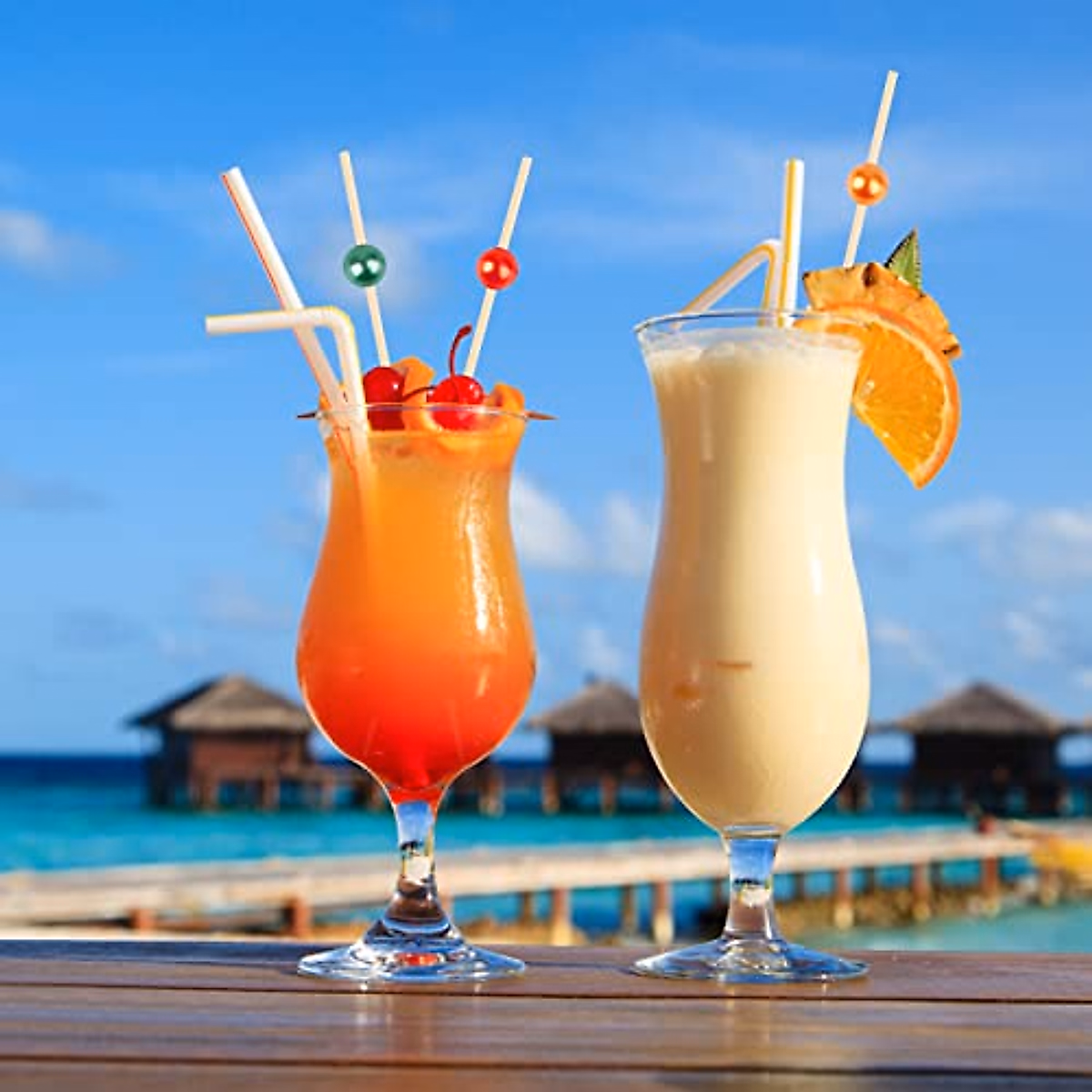 Cocktail Picks - 100 Counts Fancy Toothpicks for Appetizers, Long Decorative Bamboo Skewers for Food Drinks, Holiday Wooden Sticks for Party