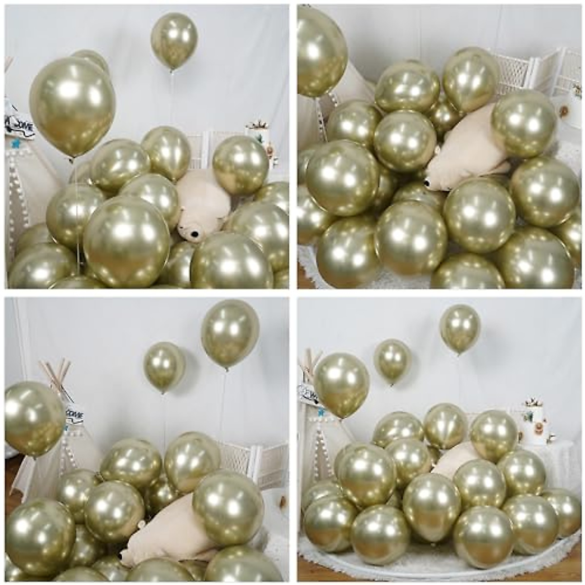 Dagelar Metallic Gold Balloons 60pcs 5inch Chrome Light Gold Balloons Metallic Chrome Golden Helium Latex Balloon For Champagne Gold Birthday Baby Bridal Shower Boho Wedding Party Decor