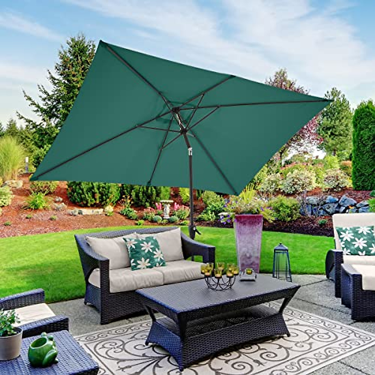 Pure Garden 50-LG1278 Hunter Green Rectangular Patio Umbrella Color