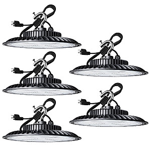 Lightdot 150W LED High Bay Light for Shop/Barn 5000K 22500LM (Eqv. to 600W HPS/MH) High Bay LED Lights with Plug for Commercial Warehouse Lighting-ETL Listed 5Pack