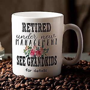 Fatbaby Retirement Gifts for Women,Retired Under New Management See Grandkids For Details Coffee Mug,Happy Retirement Mug for Women 2023,Funny Retirement Gifts for Coworker