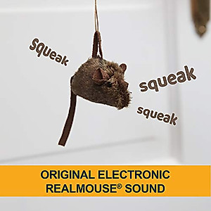 Our Pets Play-N-Squeak Batting Practice Interactive Cat Toy (Cat Toys for Stimulating Play with Real Mouse Sound, Catnip Toys to Entice Hunting Instincts) Brown 4.5 x 1.6 x 7.8 inches