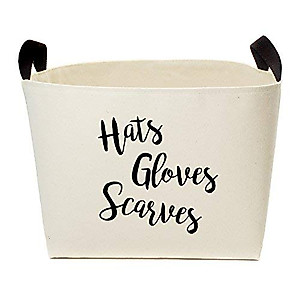 Hats Gloves Scarves Canvas Storage Basket, Winter Accessories Organizer