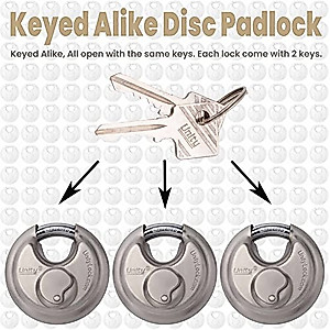Unity Lock 2 3/4" 70mm Stainless Steel Discus Lock for Self Storage Unit Van Trailer Container, Multi Purpose Premium Manager Lock Same Keyed Alike (5)
