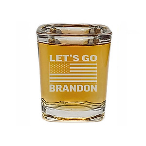 Square Funny Let's Go Brandon Shot Glass Gift For Republican or Conservative