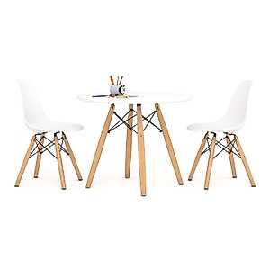 Aron Living 23" Mid-Century Wood Kids Playroom Table in White