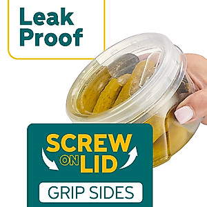 ELEGANT DISPOSABLES 16 ounce Plastic Food Storage Containers with colored Twist Top Lids Reusable Leak Proof Deli Containers for Freezer Storage Meal Prep (12)