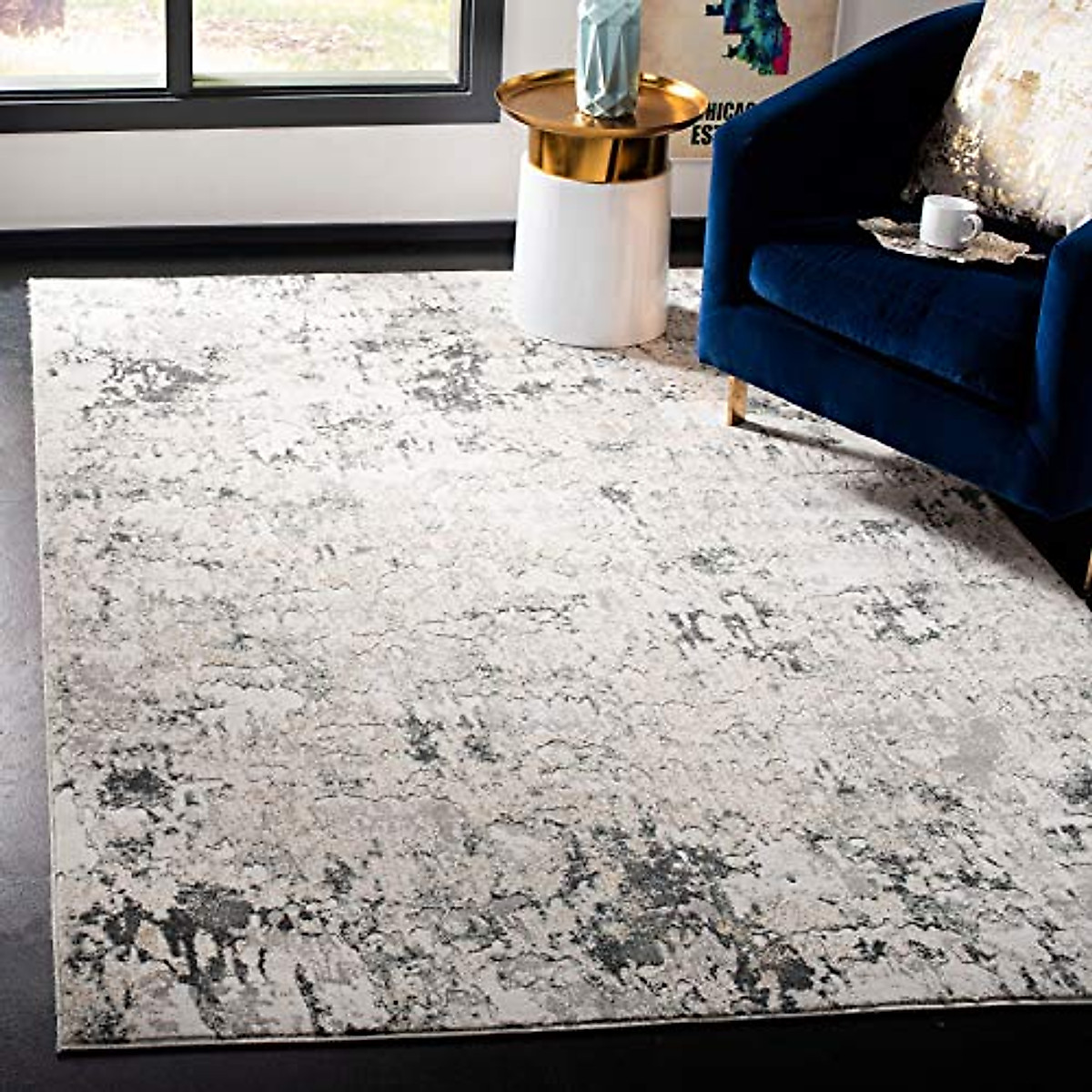 SAFAVIEH Vogue Collection Runner Rug - 2' x 8', Beige & Charcoal, Modern Abstract Design, Non-Shedding & Easy Care, Ideal for High Traffic Areas in Living Room, Bedroom (VGE144A)