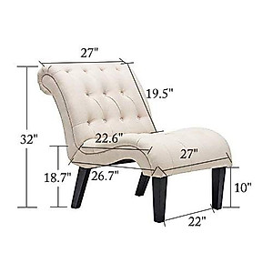 Haobo Home Armless Accent Chair Button Tufted Slipper Chair Side Chair for Dining Room Living Room Bedroom Funiture
