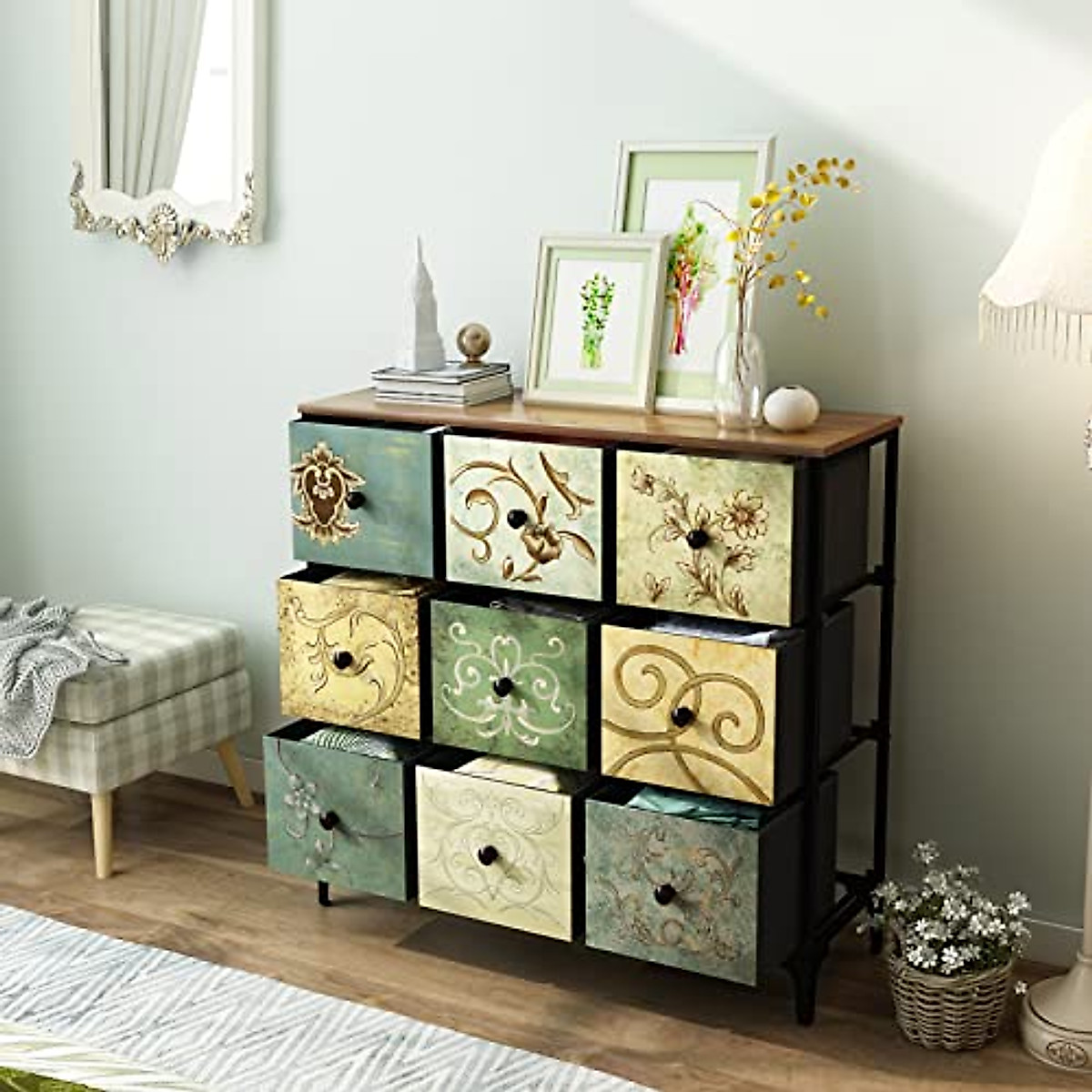 AOPSEN Tall 8 Drawer Dresser and 9 Drawer Dresser for Bedroom Set