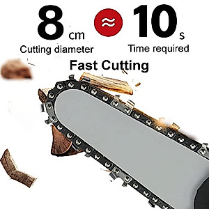 Mini Chainsaw Cordless Electric Chain Saw, Pruning Shears Saw, Portable & Lightweight & 4" One-Hand Handheld for Garden Tree Branch Trimming Wood Cutting(1 Battery, 2 Chains, 1 Charger)