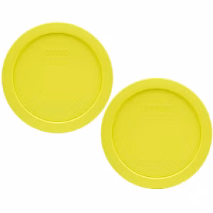 Pyrex 7201-PC Yolk Yellow Round Plastic Food Storage Replacement Lids - 2 Pack Made in the USA