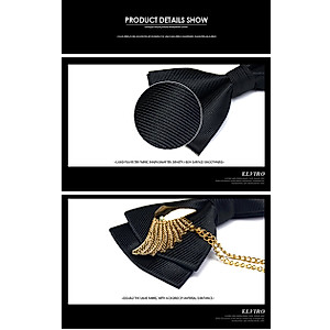 Manoble Men's Adjustable Metal Wings Two Layer Neck Bowtie Bow Tie (Black)