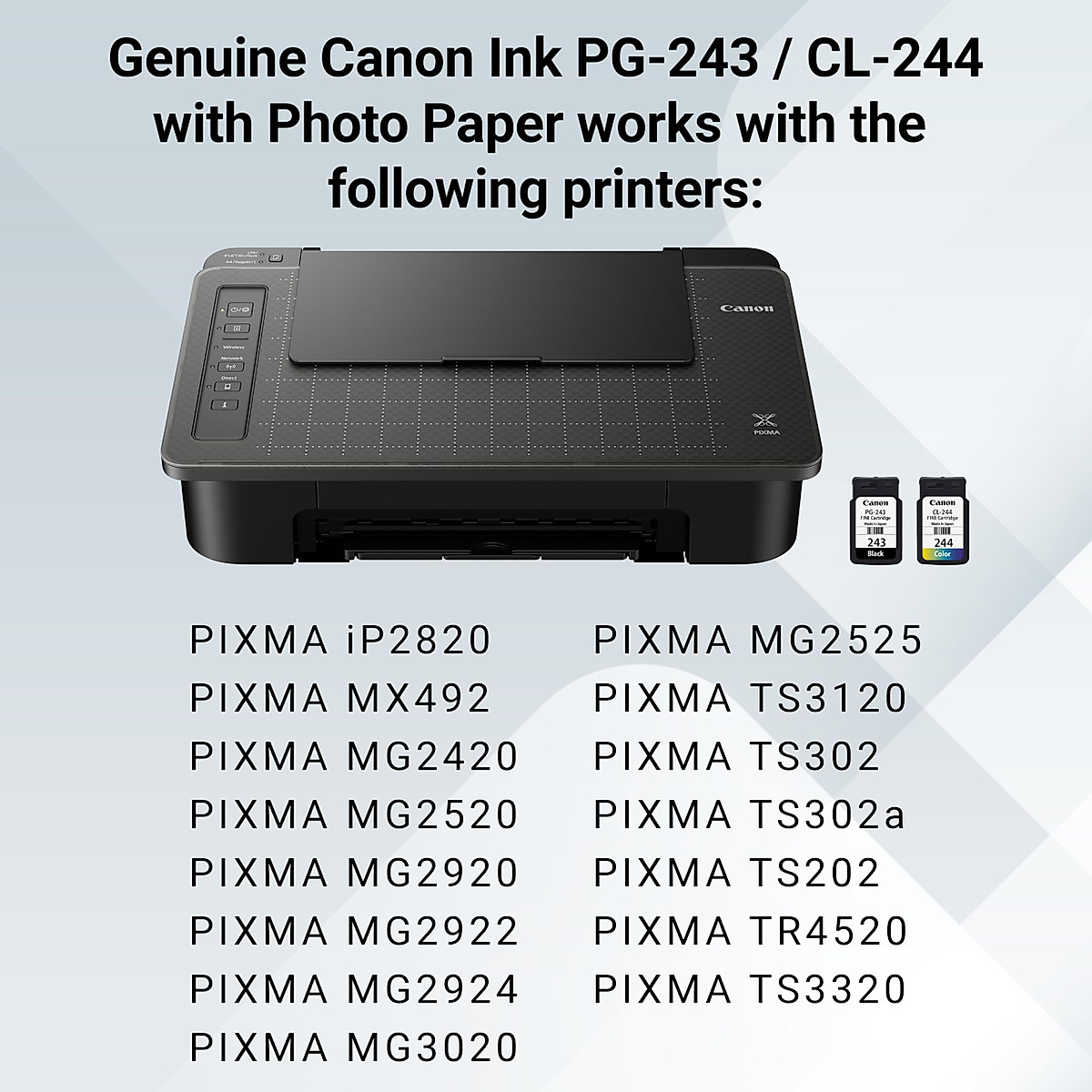 Canon PG-243/ CL-244 Ink Multi pack, Compatible to TR4520, MX492, MG2520, MG2922, TS302 and TS202 Printers