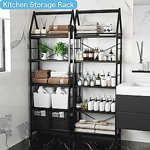 PROXRACER 5-Tier Bookshelf, 24 Inch Tall Standing Bookcase, Modern Display Shelf Unit Storage Organizer Rack for Study Room Home Office,Black