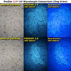 PeeDar 2.0 UV Pet Urine Detector Black Light Flashlight + Cat & Dog Behaviorist Book + 3 AAAs. Ultra Bright Optimal 380-385NM LEDs Find Invisible Stains Instantly! Rid Cat, Dog Pee Issues Forever.