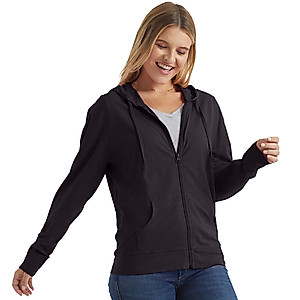 Hanes womens Slub Jersey fashion hoodies, Black, Small US