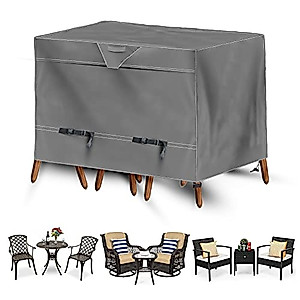 HWmatyCover Outdoor Patio Bistro Table Chairs Cover, Heavy Duty Waterproof Bistro Set Cover, All Weather Resistant Outdoor Table and Chair Covers, Gray, Medium-69L x 32W x 30H in