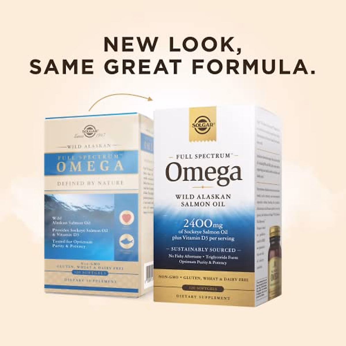 Solgar Wild Alaskan Full Spectrum Omega, 120 Softgels - Supports Heart, Brain, Bone and Skin Health - Provides Vitamin D3 - Rich Source of EPA & DHA - Non GMO, Gluten Free, Dairy Free - 60 Servings