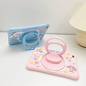 Huang YC for iPad 10th Generation Case 2022,with Rotating Kickstand Silicone Case for Girls Women Cute Shockproof Protective iPad 10.9-Inch Tablet Case Cover (Pink)