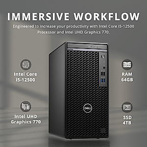 Dell OptiPlex 3000 Full Size Tower Business Desktop, Intel Core i5-12500 Processor, 64GB DDR4 RAM, 4TB PCIe SSD, DVDRW, Ethernet, WiFi Adapter, KB& Mouse, Windows 11 Pro, Black