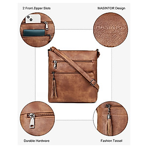MASINTOR Crossbody Purses for Women, Multi Pocket Casual Crossbody Bag, Adjustable Strap Shoulder Bag with Tassel