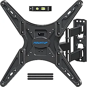MOUNTUP TV Wall Mount, TV Mount Swivel and Tilt Full Motion for Most 26-55 Inch LED LCD Flat Curved TVs with Single Stud Articulating Arm, Wall Mount TV Bracket up to VESA 400x400mm & 88lbs, MU0014