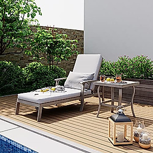 HAPPATIO Aluminum Patio Chaise Lounge Set 2 Pieces, Aluminum Patio Lounge Chair with Side Table, Pool Lounge Chair with Cushion, Outdoor Chaise Lounge Chair for Patio Deck Poolside (Gray)