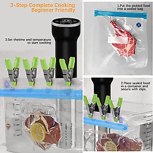 Sous Vide Machine Wi-Fi, Immersion Circulator Precise Cooker, Sous Vide Kit with 30 Vacuum Seal Bags, Vacuum Pump, Cookbook, Accurate Temperature & Timer, 1000W, IPX7 Waterproof, Cattleman Cuisine