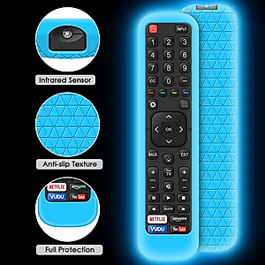 Silicone Protective Case for Hisense EN2A27 Remote Control, Anti-Slip Battery Back Cover for Hisense EN-2A27 Smart TV Remote Skin Sleeve Protector (Glow Blue)