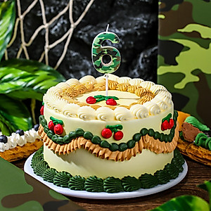 MTLEE Camo Number Birthday Candles Army Themed Birthday Cake Candles Camo Party Supplies Decorations Cake Candles for Birthday Hunting Themed Party Camouflage Motif Graduation Party(Number 6)