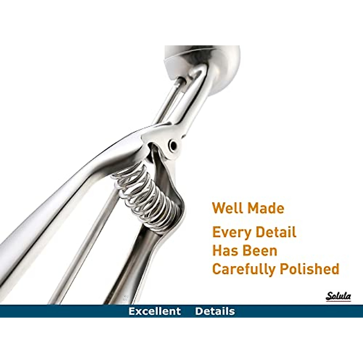 Solula Professional 18/8 Stainless Steel Medium Cookie Scoop, Size 40