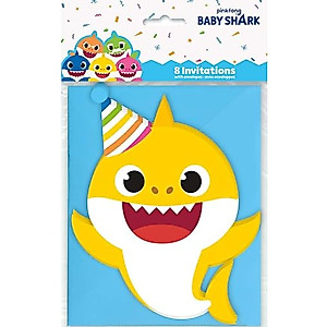 Unique Baby Shark Large Invitations - 8 Count