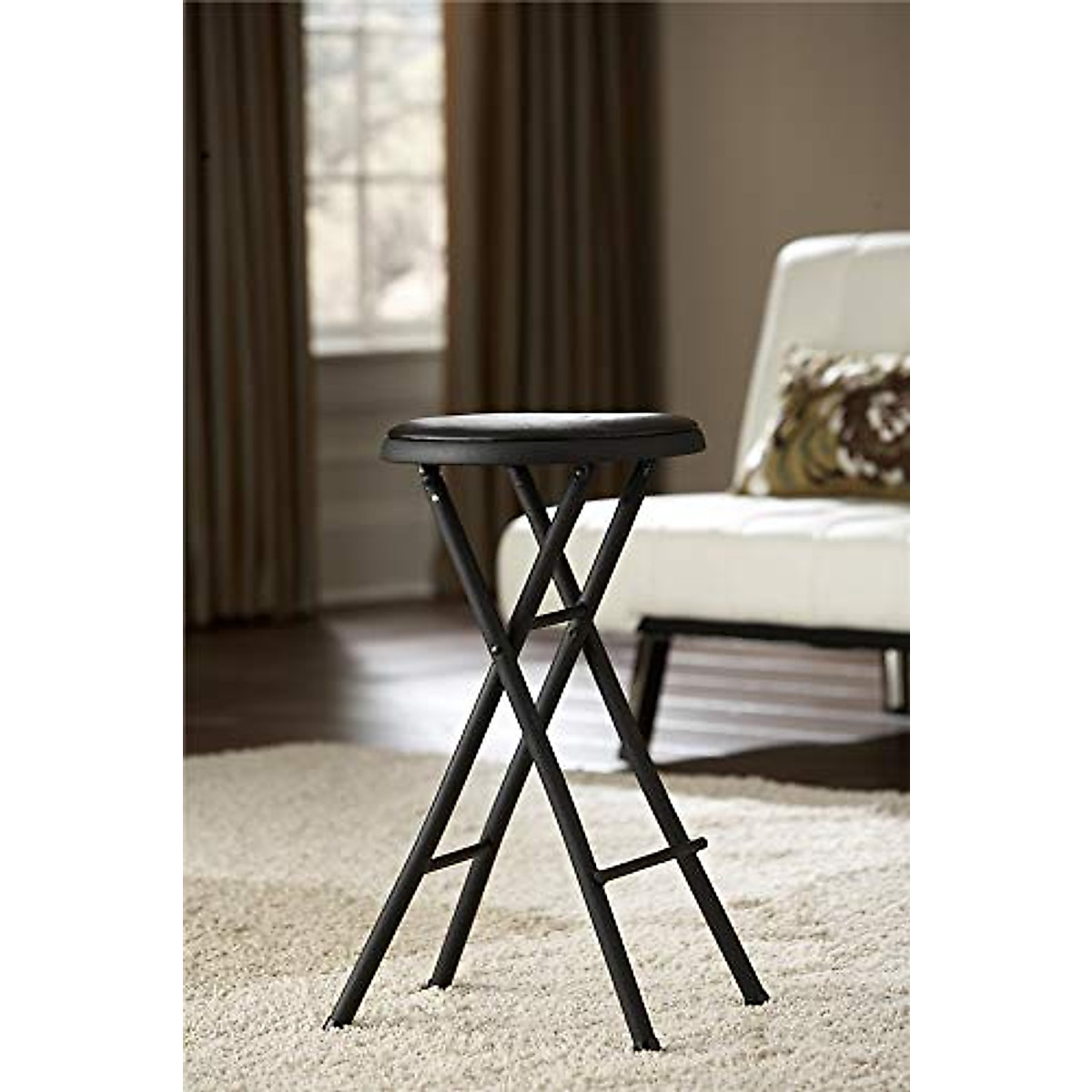 CoscoProducts COSCO 24" Vinyl Padded Folding Stool, Black, 4-Pack