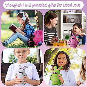 Huisvroe Space Moon Rabbit Stainless Steel Cup Trendy Large Capacity for Kids Ideal for School and Travel Great Gift Option Extraordinary insulation Keeps drinks hot or cold all day(White)