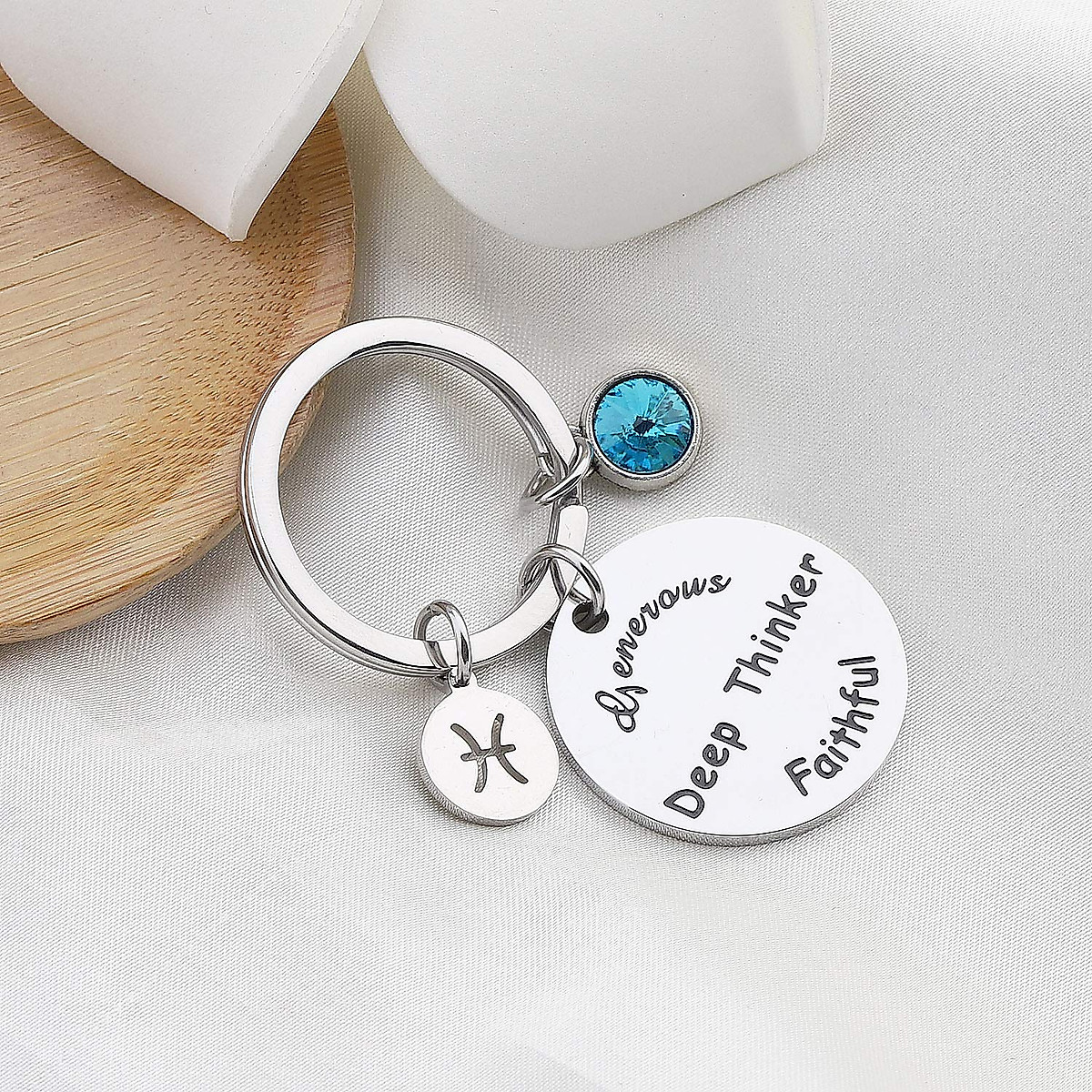bobauna 12 Zodiac Constellation Keychain Birthstone Astrology Horoscope JewelryBirthday Gift Gift For Family Friend (deep thinker faithful keychain)