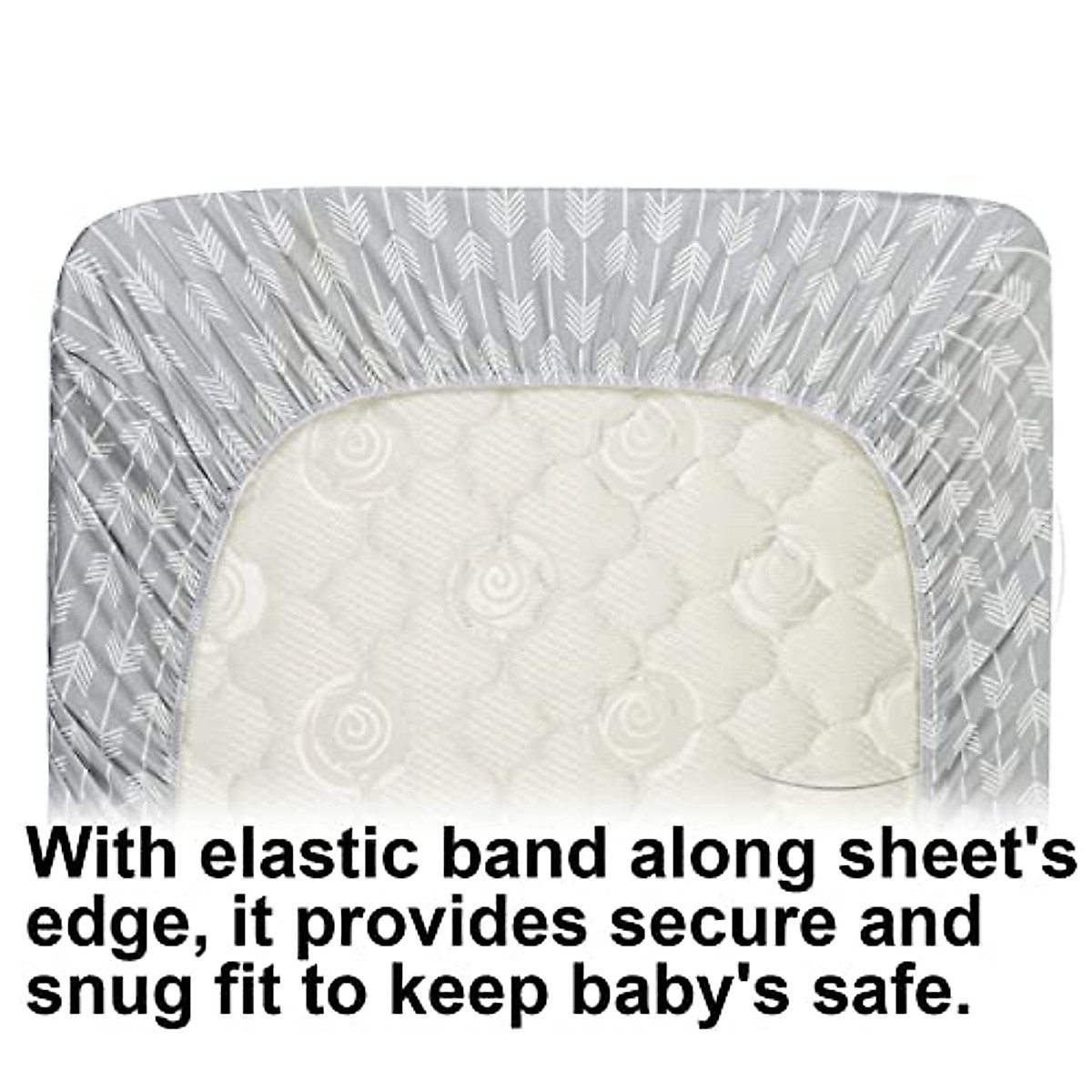 Bassinet Fitted Sheets 4 Pack for Baby Boy and Girl, Stretchy Soft Knitted Sheet Universal for Hourglass Oval and Rectangle Bassinet Mattress, Unisex Stripe Star Cloud and Arrow Printing
