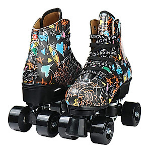 Unisex Indoor and Outdoor Roller Skates Classic High-top for Adult Skating Four-Wheel Roller Skates
