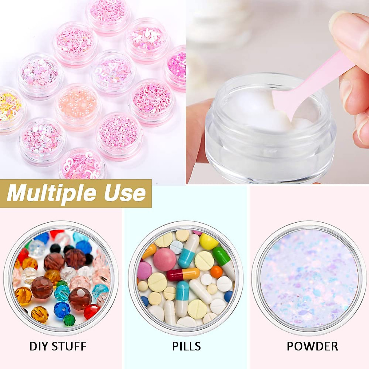 4 oz Body Butter Containers with Lids + 2oz Small Plastic Containers with Lids (Set of 24) Plastic Jars with Lids Cosmetic Jar - for Lip Scrub, Cream, Slime, Craft Storage