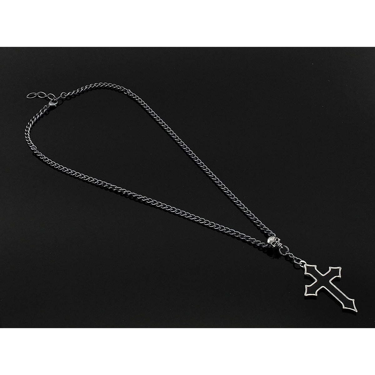 Alchemy Gothic Black Enamel Osbourne`s Cross Necklace