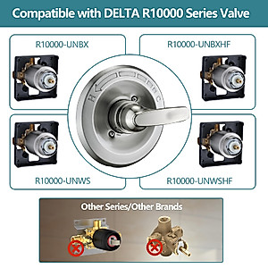 Replacement 9-Setting Rain Shower Faucet Tub Trim Kit for Delta 1300/1400& 13/14 Series, High Pressure 5.5" Round Rain Shower Head& Handle Set, Matte Black(Valve& Catridge Not Inclued)