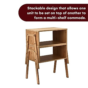 Vdomus Bamboo Stackable Nightstand Set of 2-16 inches Natural Wood Matching Side Table - Wooden Bedside Tables - Minimalist Low End Table Furniture for Living Room or Bedroom
