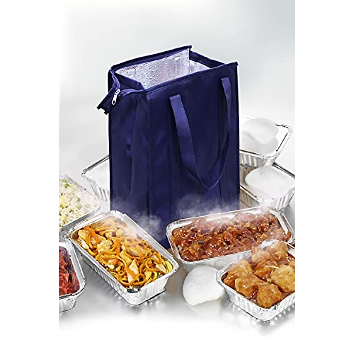 Gift Expressions Insulated Grocery Tote Bag | 3 Pack | Royal Blue | Heavy Duty Large Gift Bags, Super Strong, Reusable Eco Friendly Shopping Bags, Stand Up Bottom, Non Woven Tote Bags, Zipper Closure