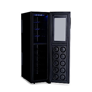 NewAir Shadow-T Series 18 Bottle Thermoelectric Wine Fridge, Dual Temperature Zones, Countertop Wine Refrigerator, Mirrored Compact Wine Cellar, Double-Layer Glass Door Cooler, Vibration-Free
