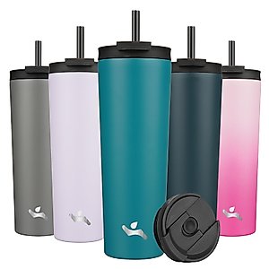 Konokyo 26 OZ Insulated Tumbler with Lid and 2 Straws Stainless Steel Water Bottle Vacuum Travel Mug Coffee Cup,Blue