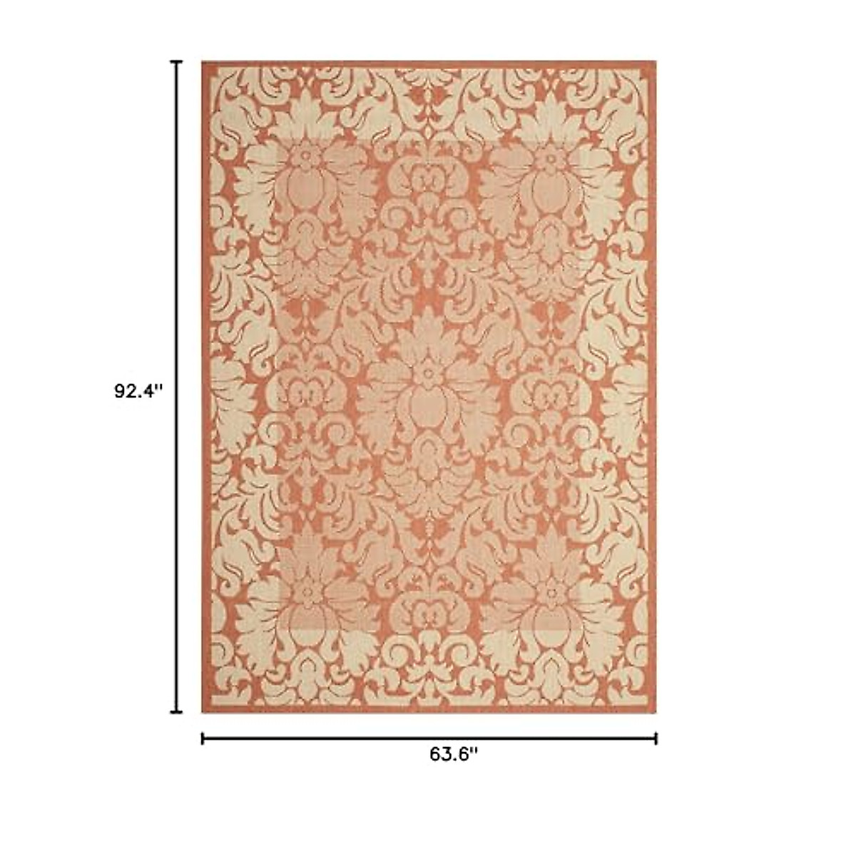 SAFAVIEH Courtyard Collection 5'3" x 7'7" Terracotta / Natural CY2727 Indoor/ Outdoor Waterproof Easy-Cleaning Patio Backyard Mudroom Area-Rug